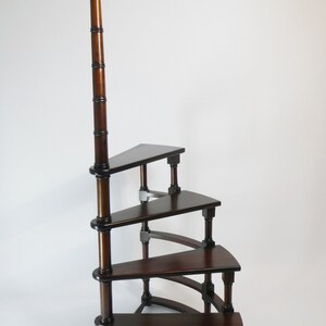 Rare Large Vintage Wooden Library Stairs, Dark Mid Century Spiral ...