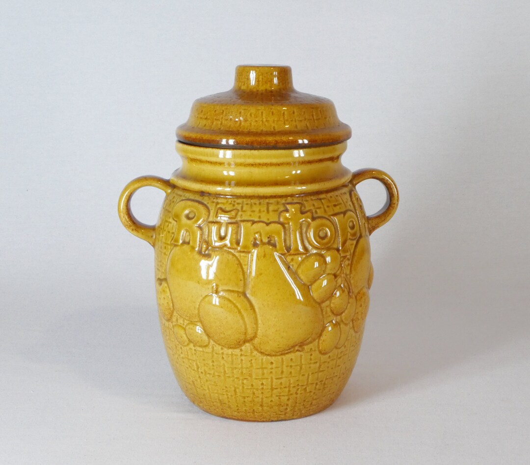 Large and Colorful Mid Century Vintage Rumtopf Jar, Light Orange West ...