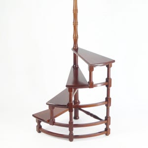 Vintage Wooden Library Stairs, Large Mid Century Spiral Bookcase Ladder ...
