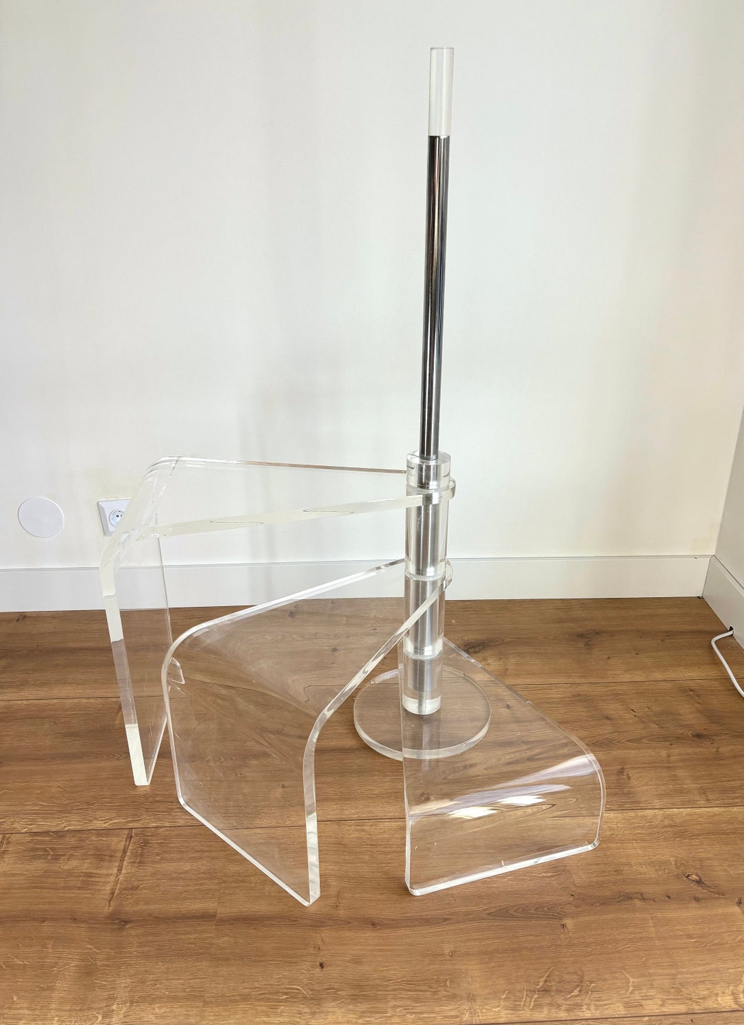 Rare Mid Century Acrylic Glass Library Stairs, Vintage Bookcase Ladder ...