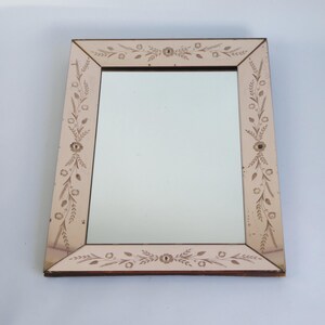 Vintage Rectangular Venetian Pink Mirror With Floral Details, Heavy ...