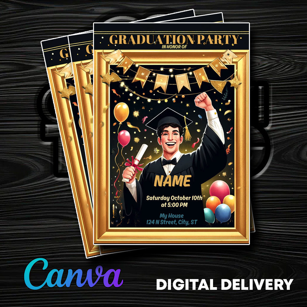 Design Your Grad Party Invite in Canva - Personalized and Instant ...