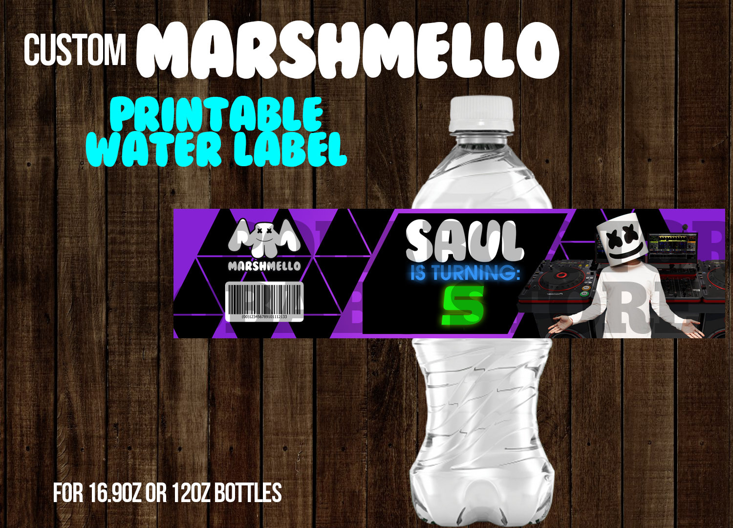 Dj Marshmello Water Wrap Water Label Printable DIY marshmello | Etsy