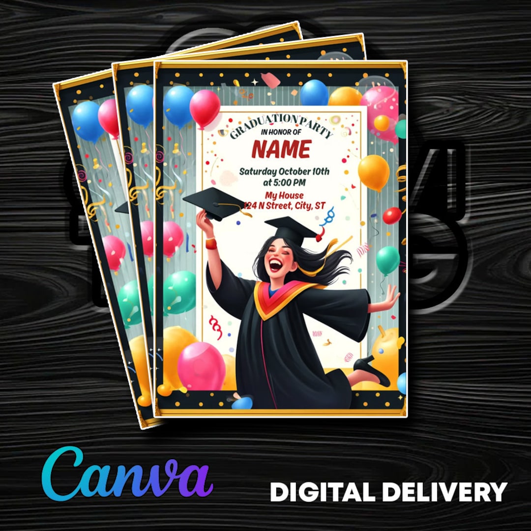 Celebrate Your Grad! Customizable Graduation Party Invitation - Edit in ...