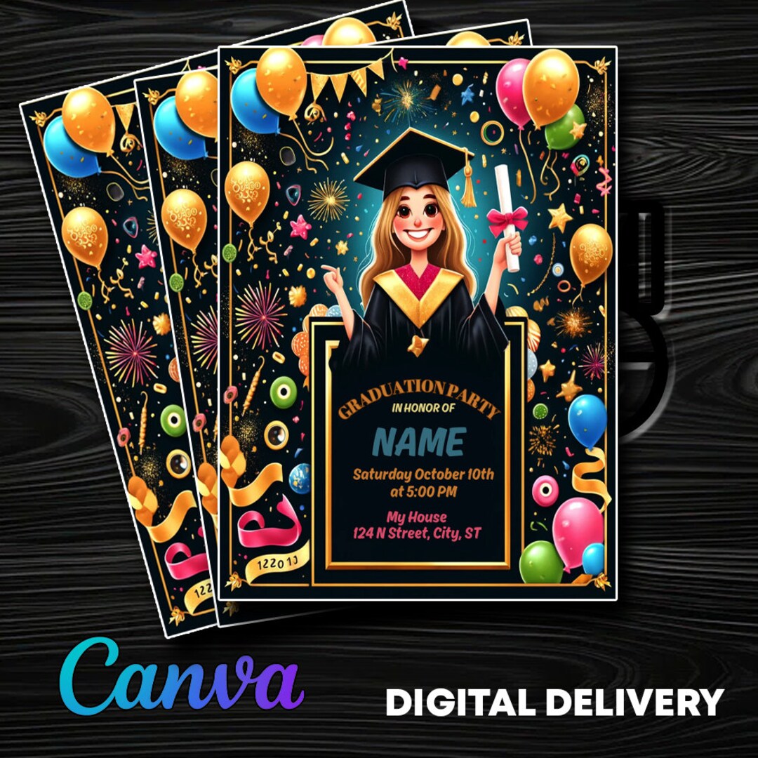 Class of 2024 Graduation Bash Invite - Fully Editable in Canva ...