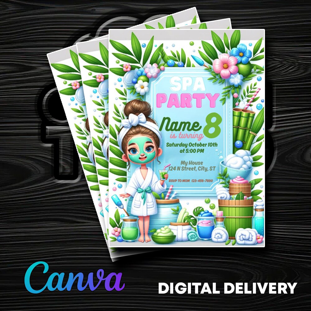 Let's Pamper You! Personalized Spa Day Birthday Party Invite - Edit ...