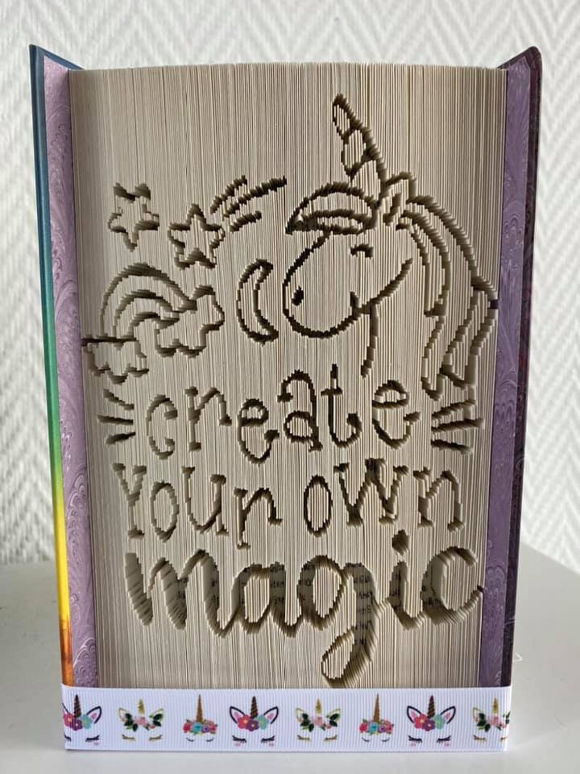 Book Folding Pattern Magic Unicorn Rainbow Stars Unique Gift - Etsy