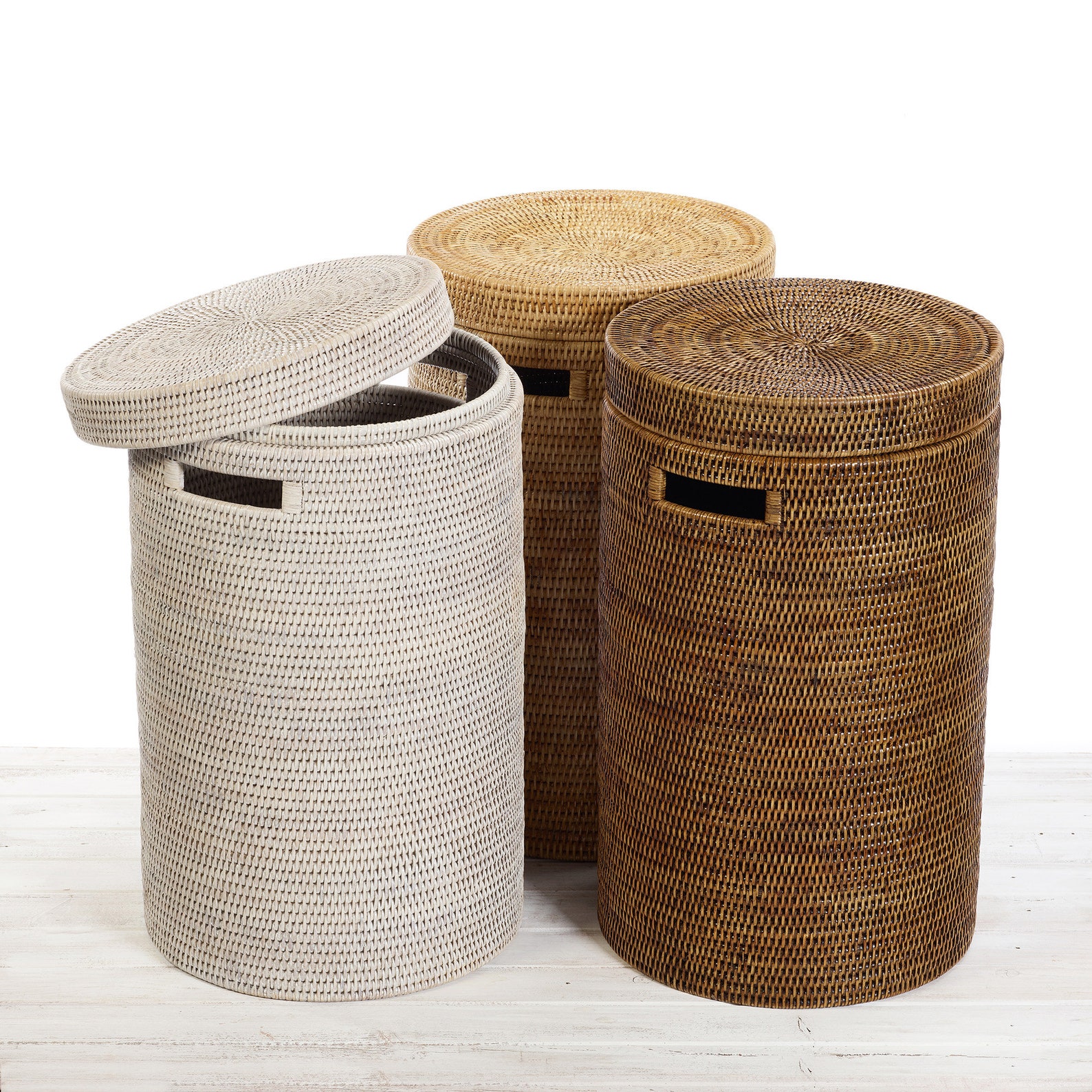 Rattan Tall Cylinder Laundry Basket /laundry Hamper - Etsy