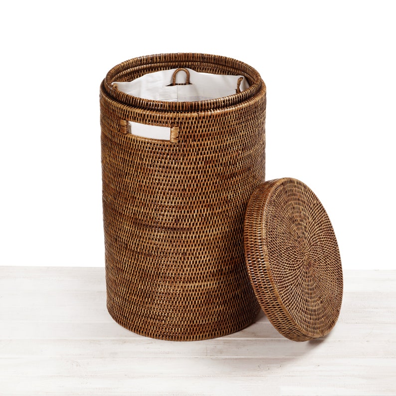 Rattan Tall Cylinder Laundry Basket /laundry Hamper - Etsy