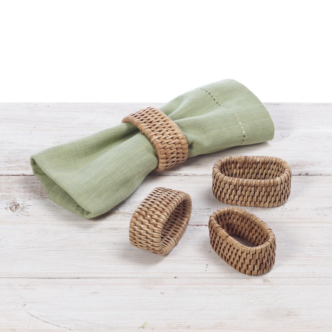 Rattan Napkin Rings - Set of 4 Hand Woven Oval Rings - Etsy