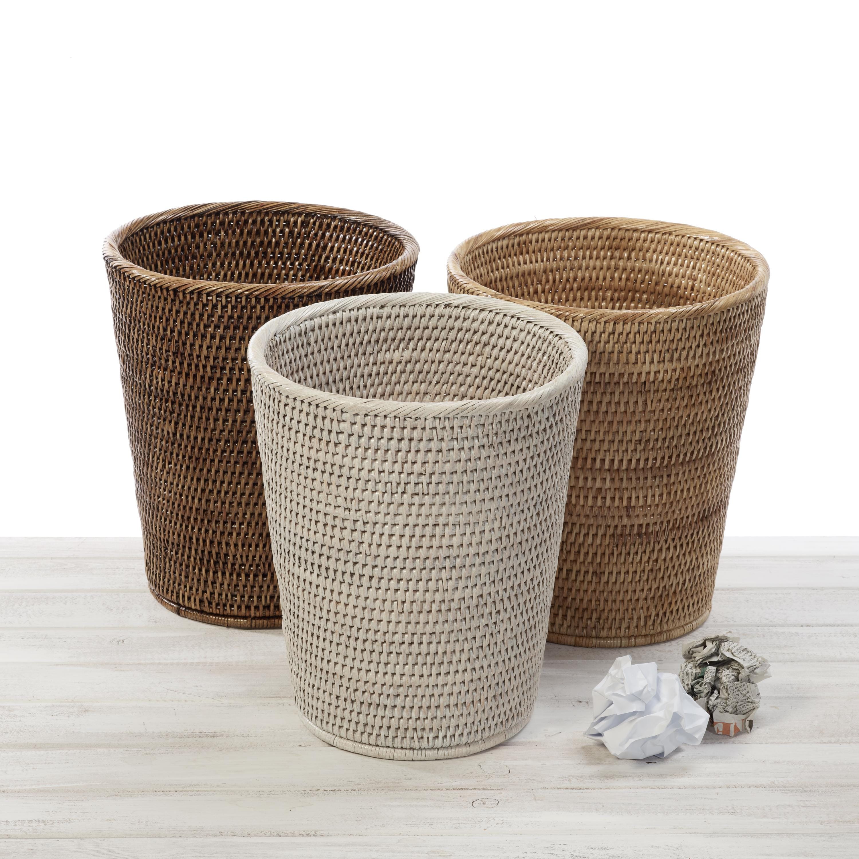 Rattan Classic Paper Bin/ Waste Bin - Standard Size Dia 25/18 X H 29cm ...