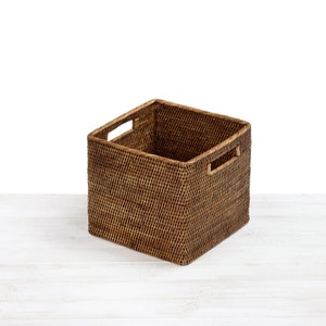 Rattan Square Storage Basket Regular-l28x W28 X H25cm (hand Woven in ...