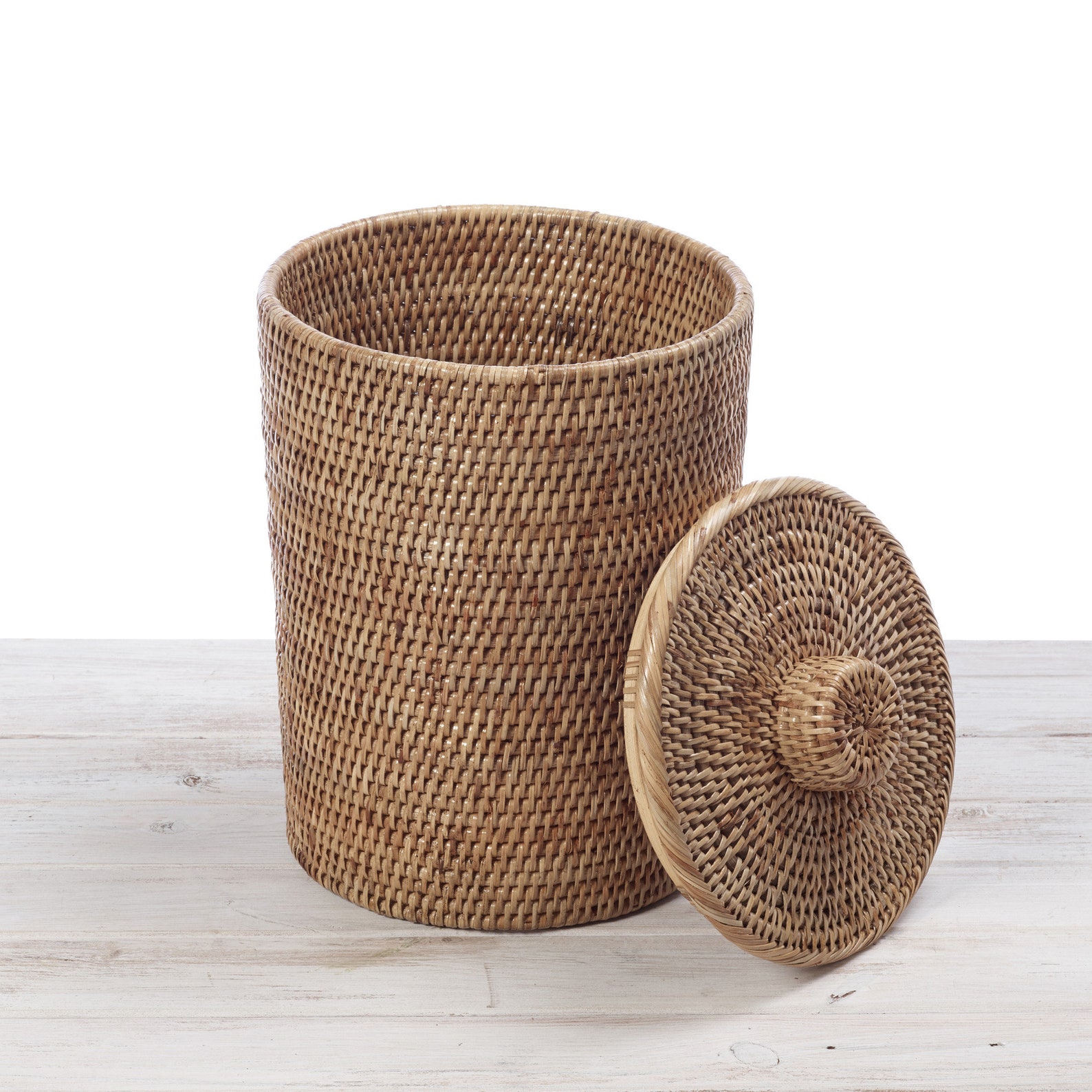 Rattan Round Waste Bin/ Paper Bin With Lid - Etsy