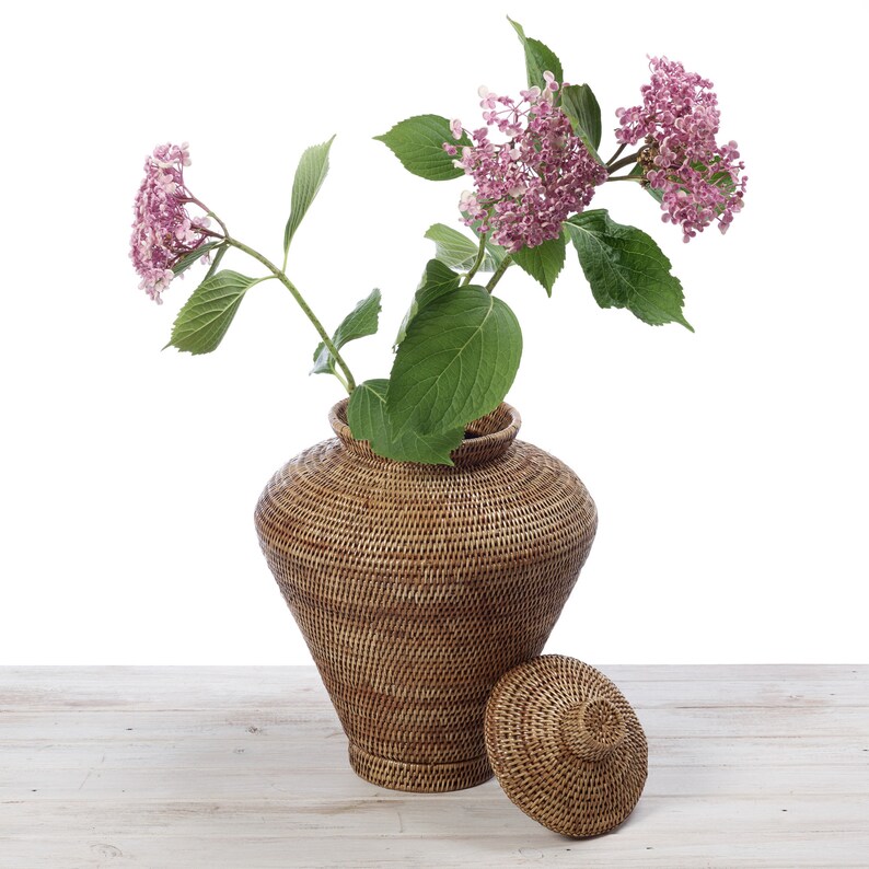 URU Rattan Flower Vase Hand Woven in Burma | Etsy