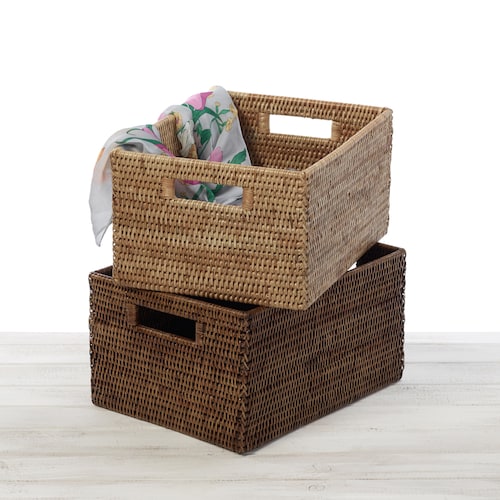 Rattan Rectangular Storage Basket Regular L34X W26 X H18cm - Etsy UK