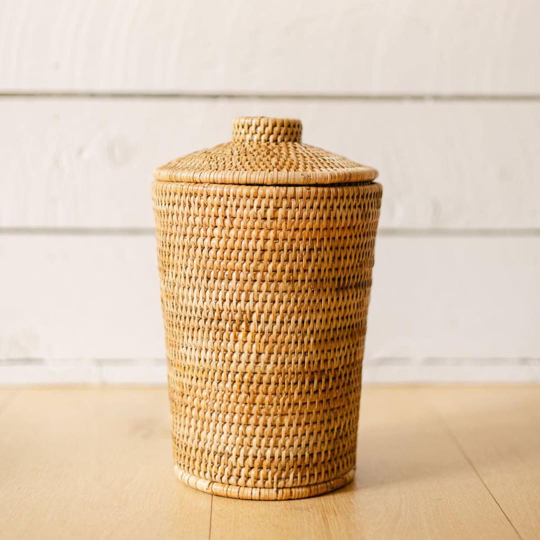 Rattan Classic Small Bathroom Bin/ Rattan Paper Bin/ Waste Bin ...