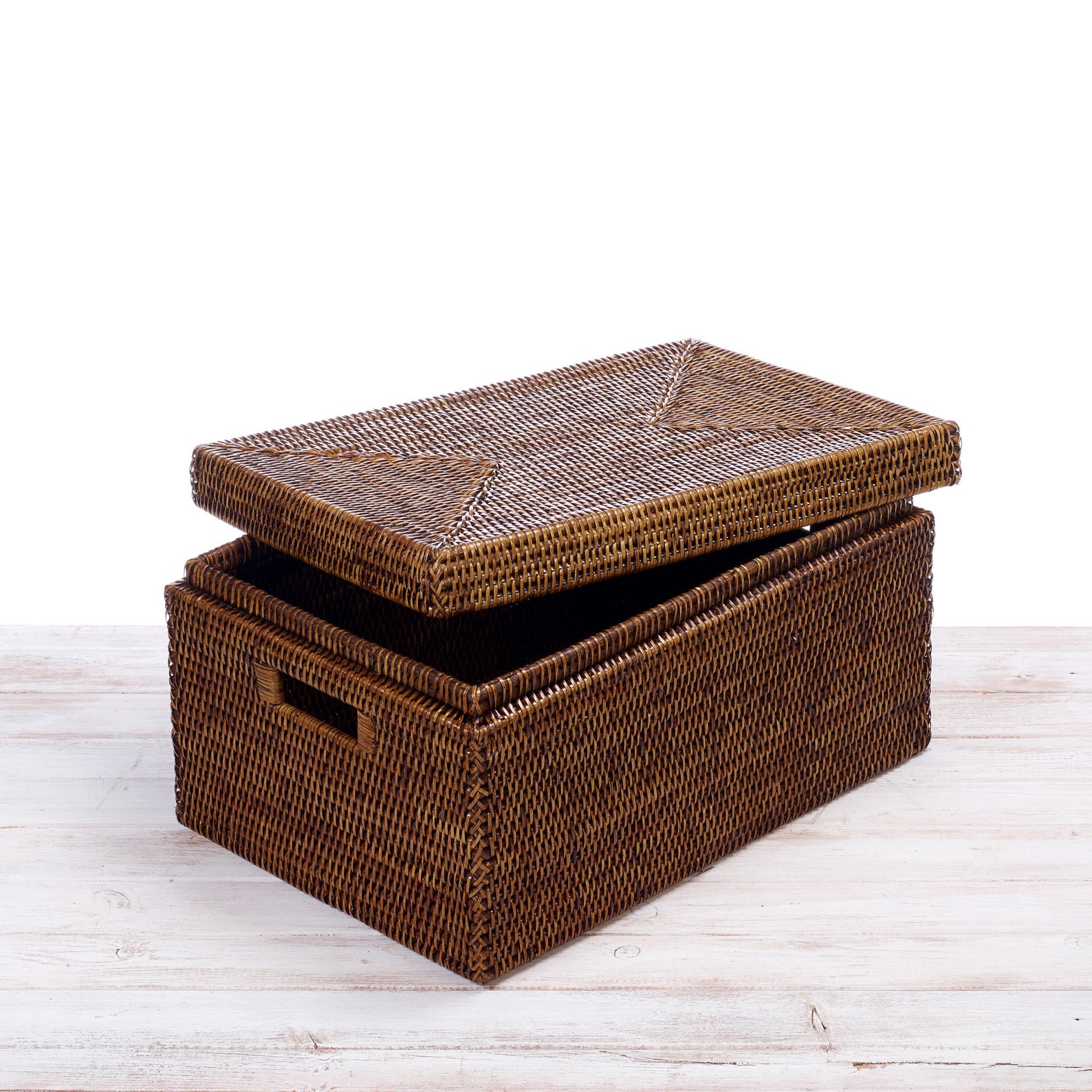 Tote Rattan Rectangular Storage Box With Lid Large and Small - Etsy UK