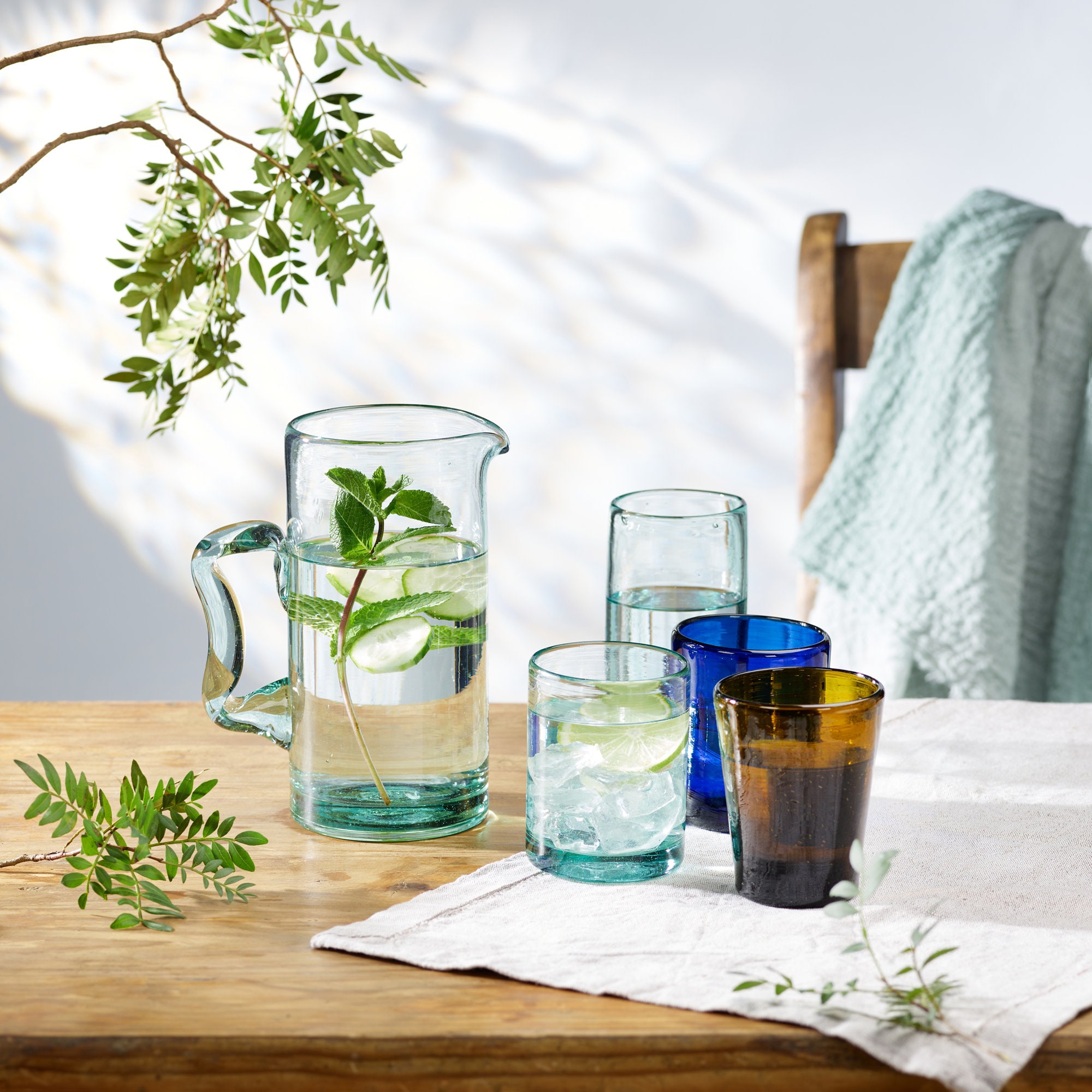 Recycled and Hand Blown Classic V Shape Tumbler Glass, Drinking Water ...