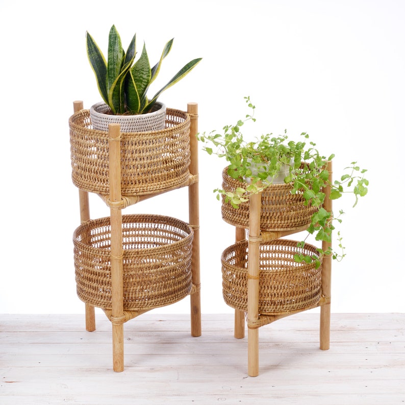 URU Two-tier Rattan Fruit Shelf Basket - Large and Small - Etsy