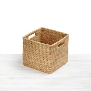 Rattan Square Storage Basket Regular-l28x W28 X H25cm hand Woven in ...
