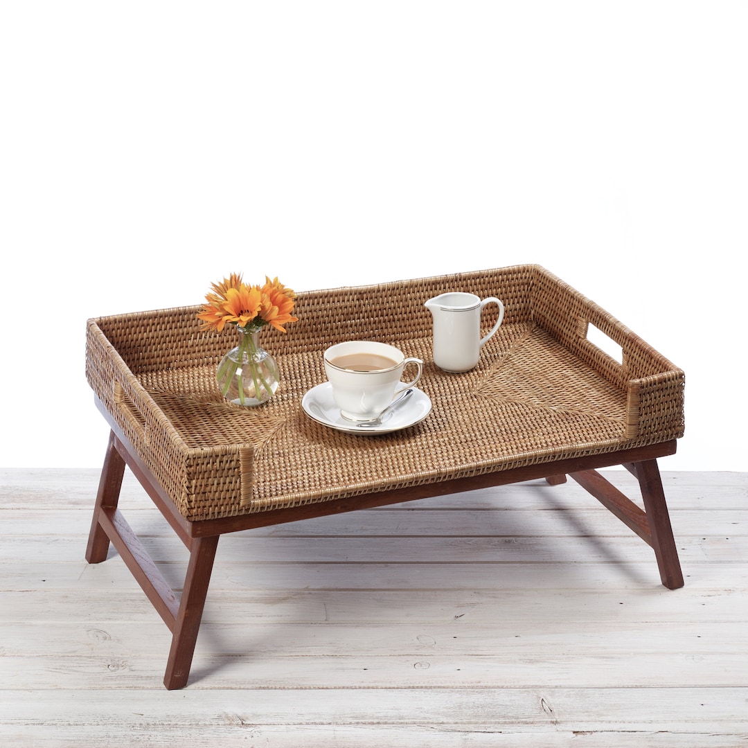 Rattan Breakfast Tray Table -morning Serving Tray - Etsy