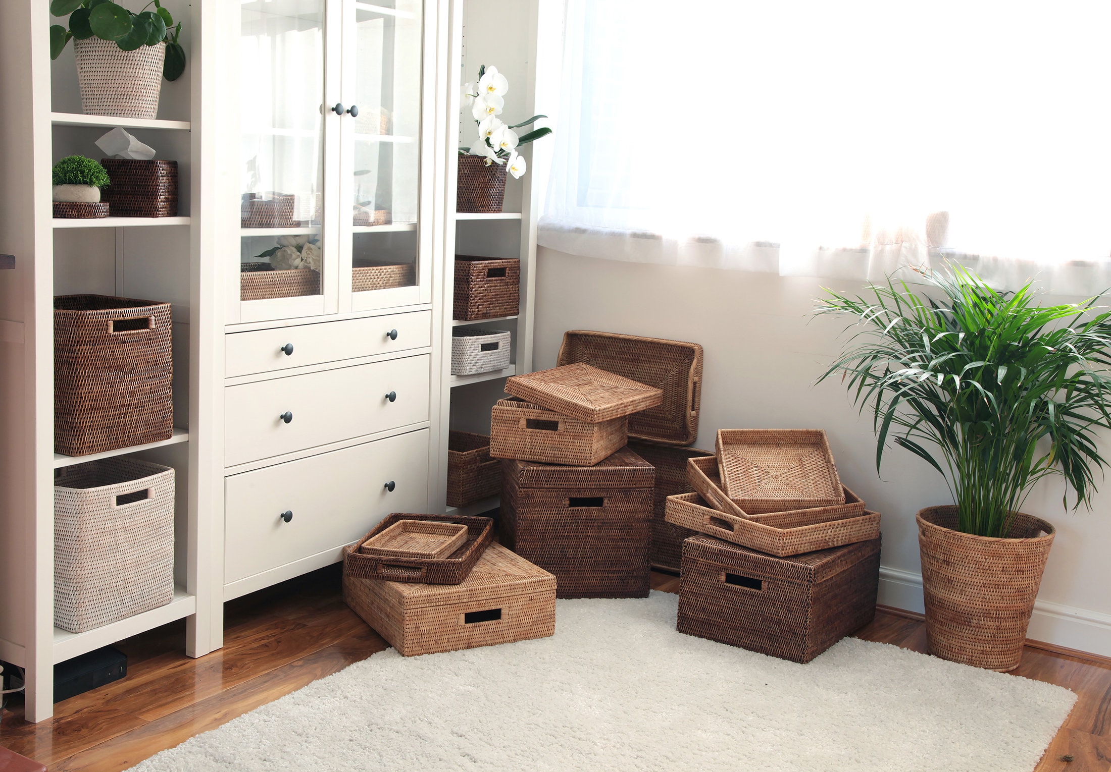 Tote Rattan Rectangular Storage Box With Lid Large and Small - Etsy