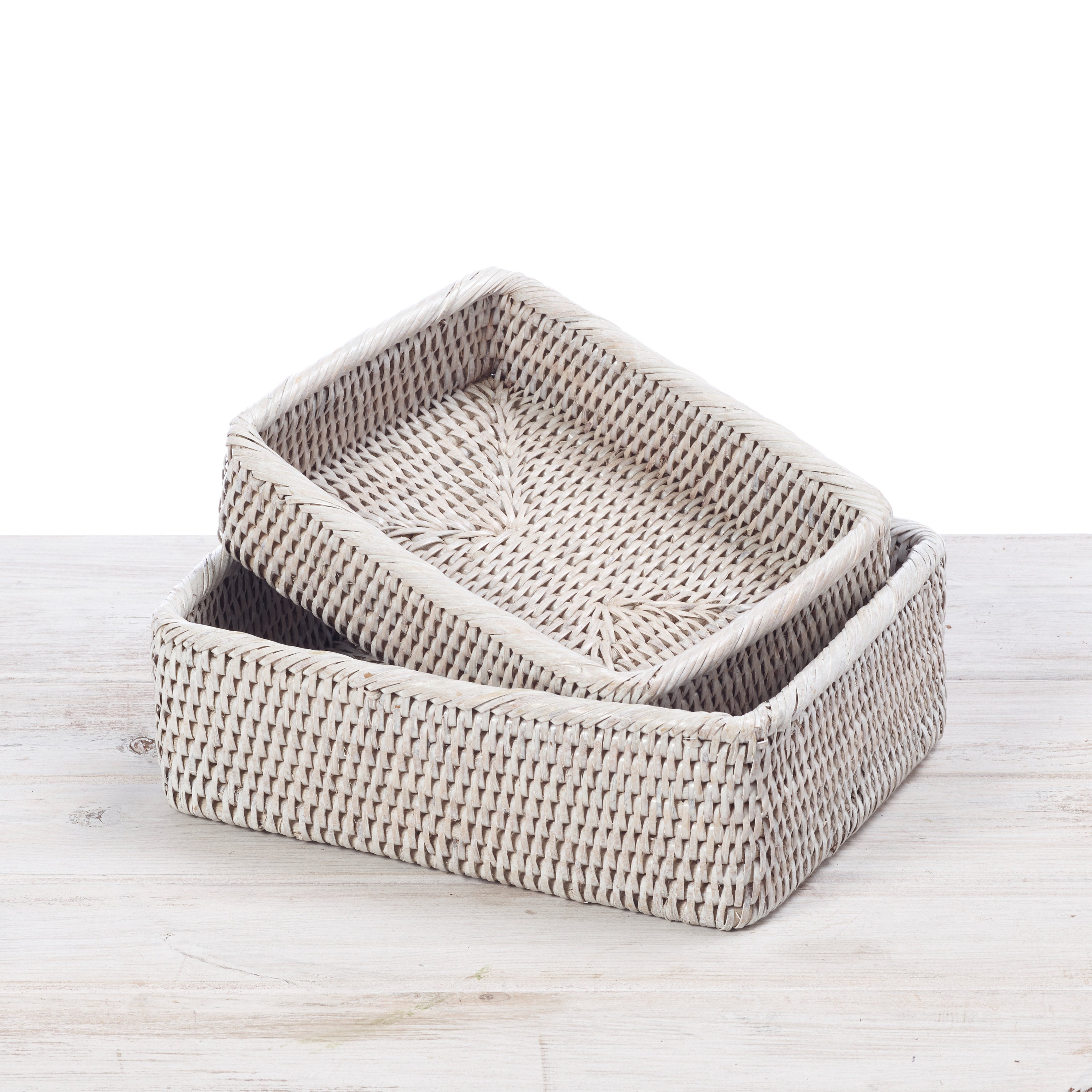 URU Rattan Rectangular Bread Baskets set of 2 Hand Woven - Etsy
