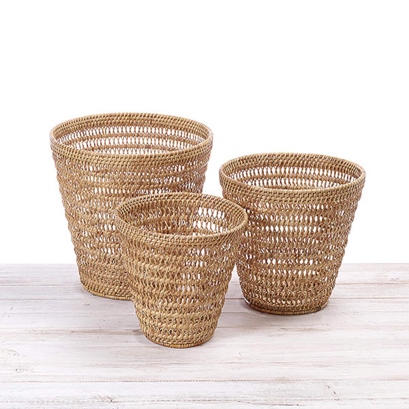 Rattan Open Weave Paper Bin/ Waste Bin Large Medium and - Etsy UK