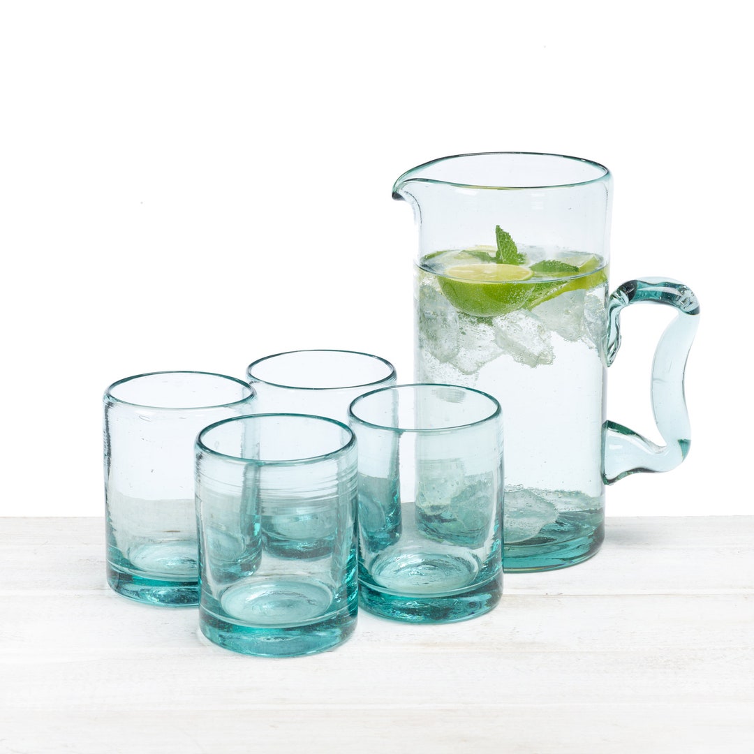 Recycled and Hand Blown Short Tumbler Glass,, Drinking Water Glass ...