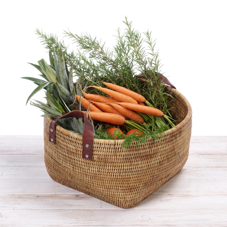 Large Rattan Veggie Carrier Basket – Handwoven Storage Basket – 42/30cm ...