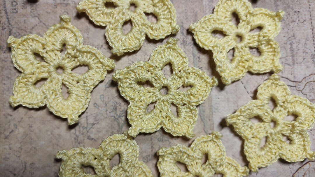 Set of 10 Light Yellow Crochet Flowers for Your Projects - Etsy