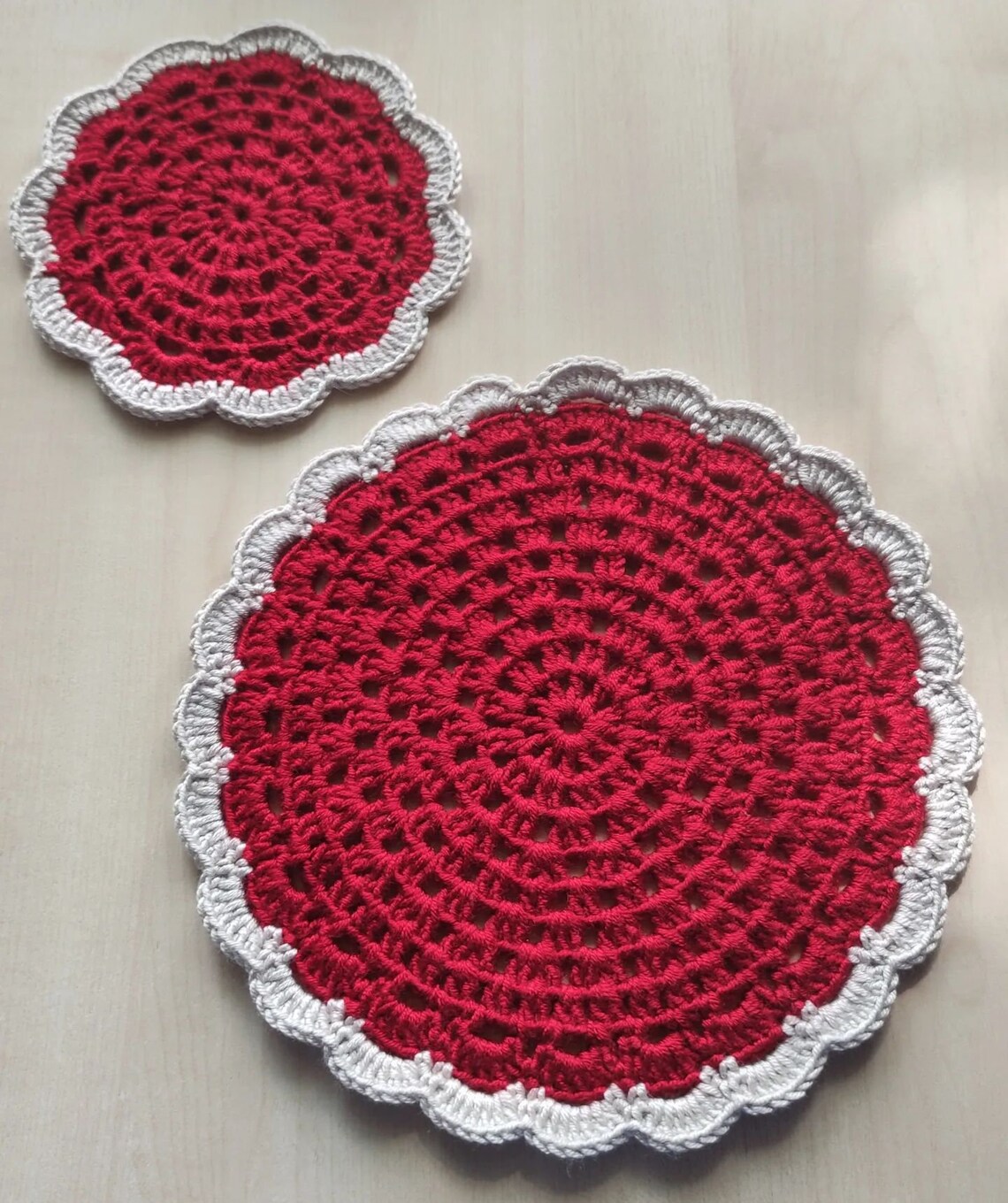 Round Crochet Table Mat, Crochet Round Placemat, Set of 4 Mats - Etsy