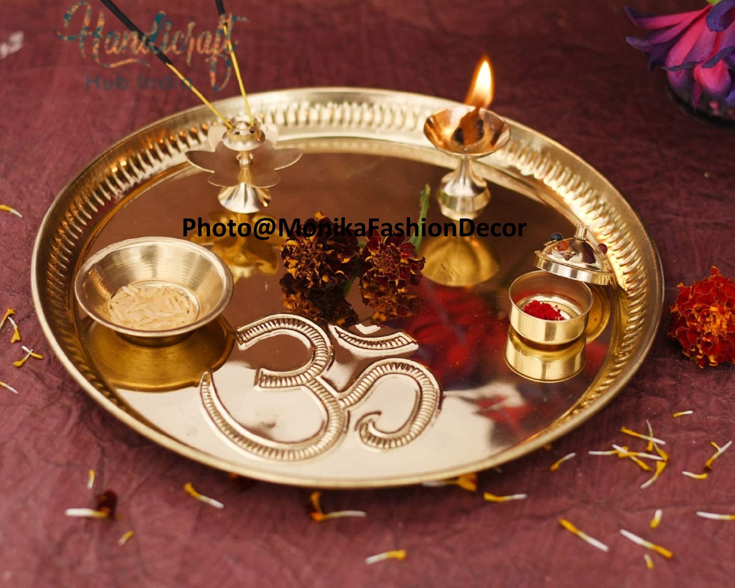 Diwali Special Pooja Thali / Brass pooja thali / worship tray | Etsy