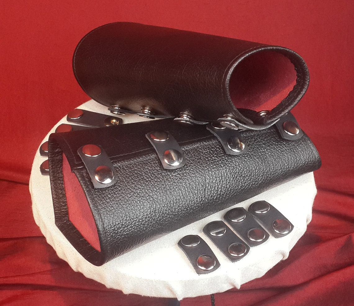 Full Leather Arm Gauntlets Set With Rear Leather Laces or - Etsy