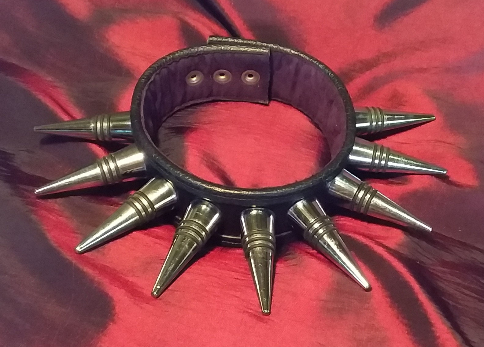 Leather Spiked Collar With 7 Cone Spikes - Etsy UK