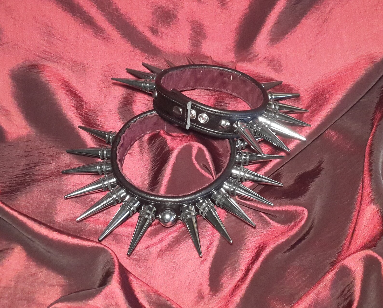 Spiked Leather Rave Collar/chocker With 14 Cone Spikes and - Etsy