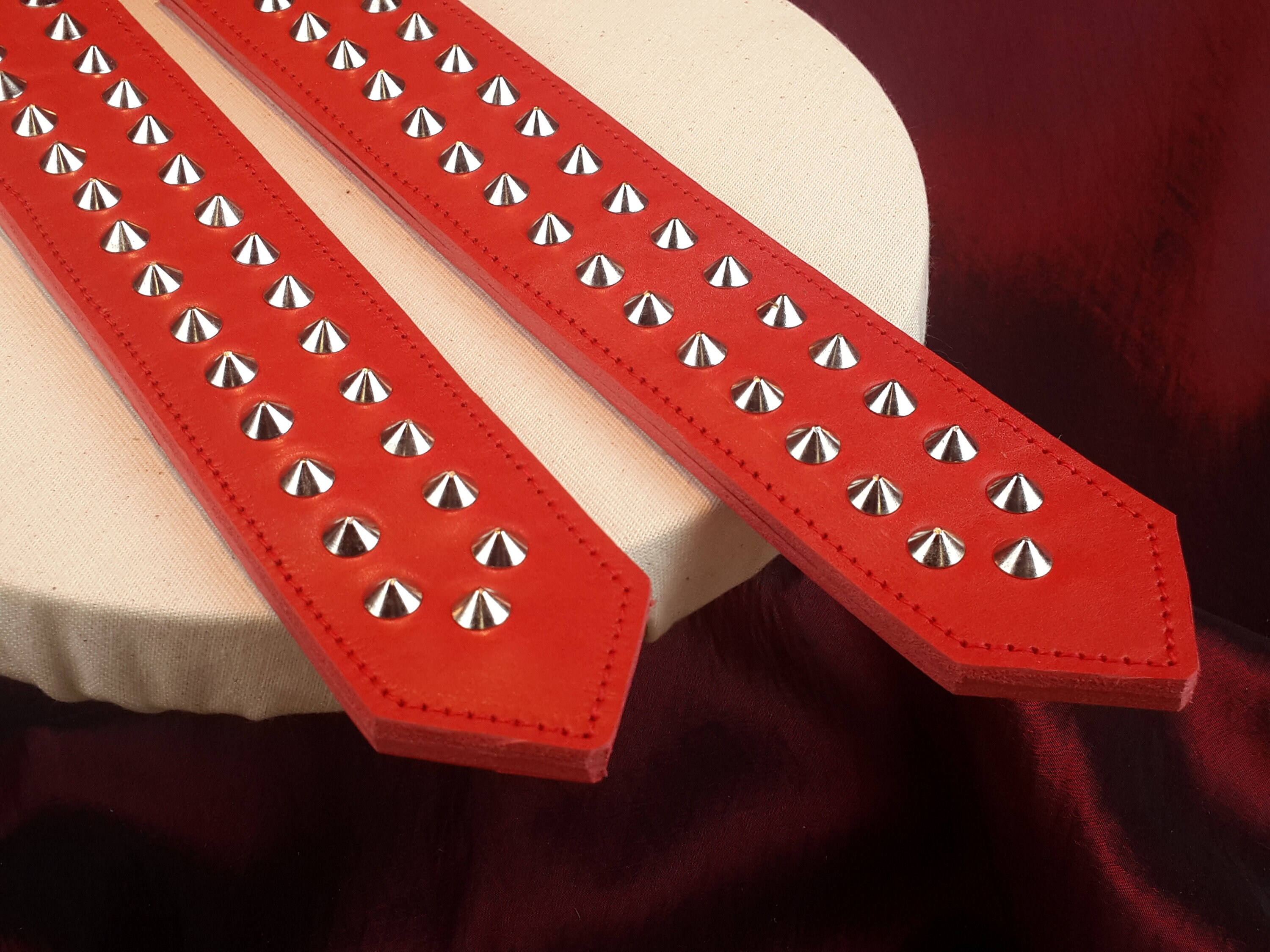 Heavy Red Leather Studded Paddle With Red Stitching - Etsy New Zealand