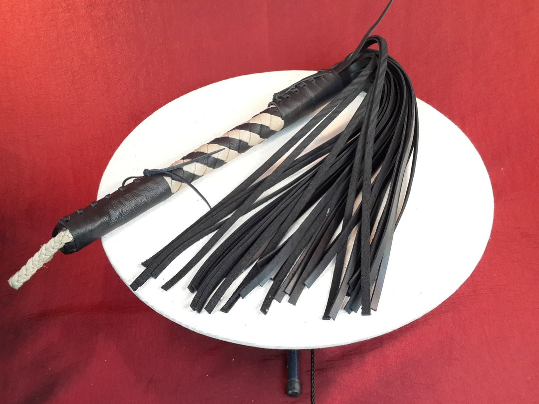 Tan Brown and Black Leather Flexi Handle Dragon Tail Flogger. - Etsy