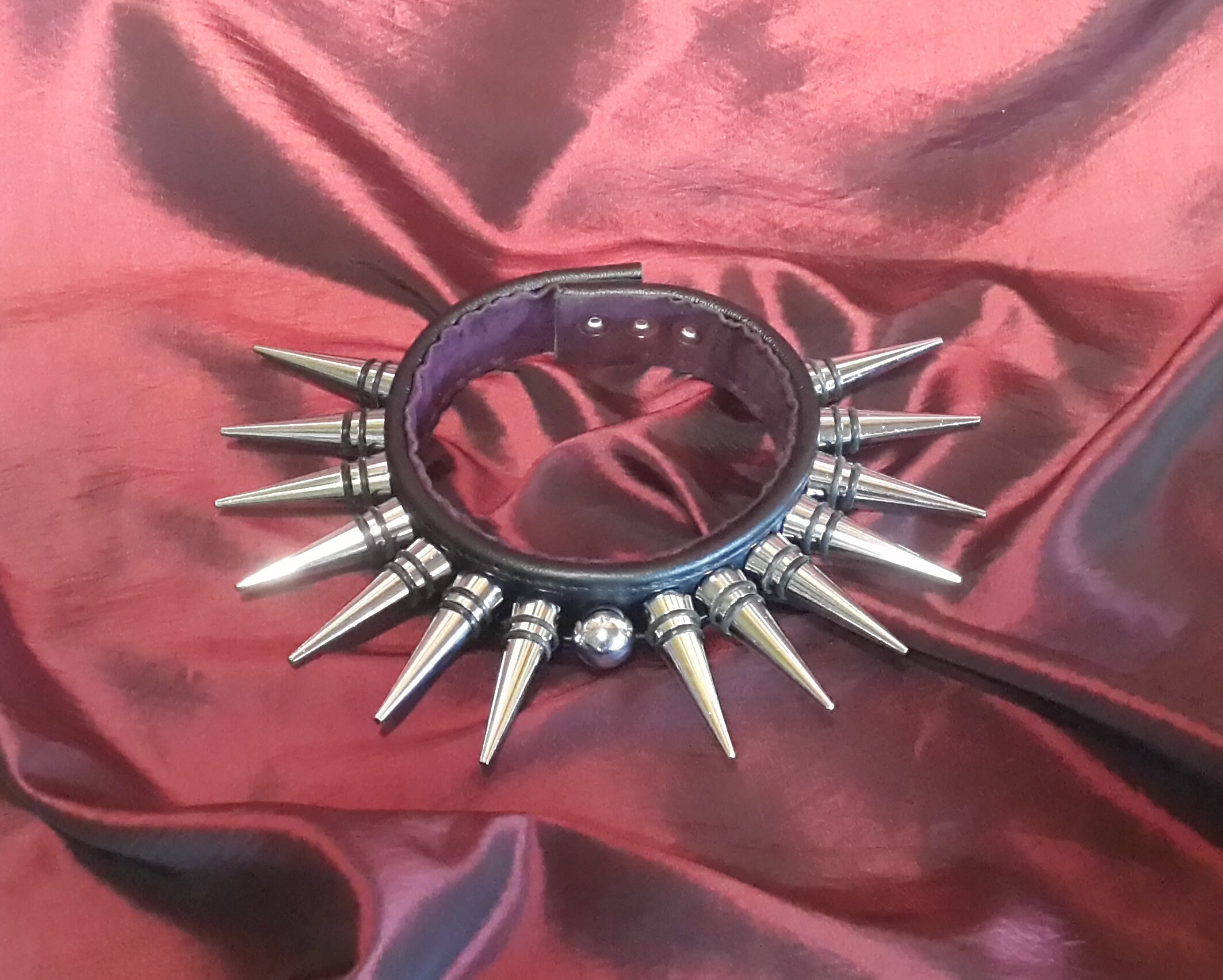 Spiked Leather Rave Collar/chocker With 14 Cone Spikes and - Etsy