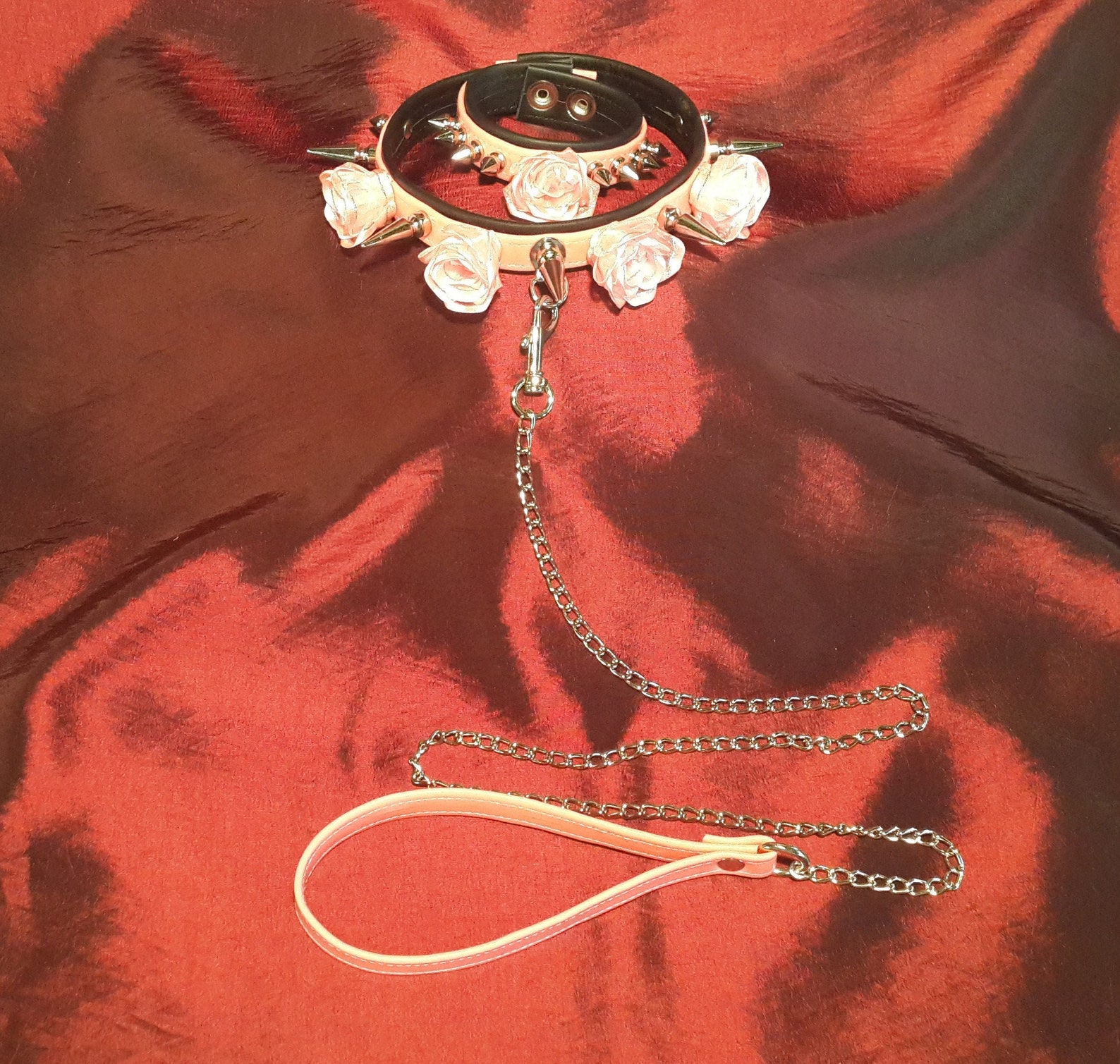Pink Slave Girl Spikey Rose Submissive Collar Set With Leash. - Etsy