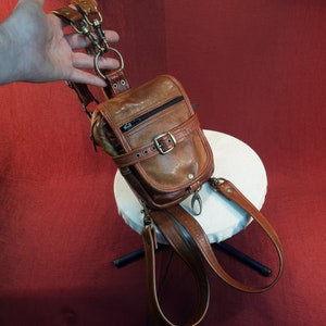 Tan Leather Mini Back Pack With Leather Shoulder Straps. - Etsy