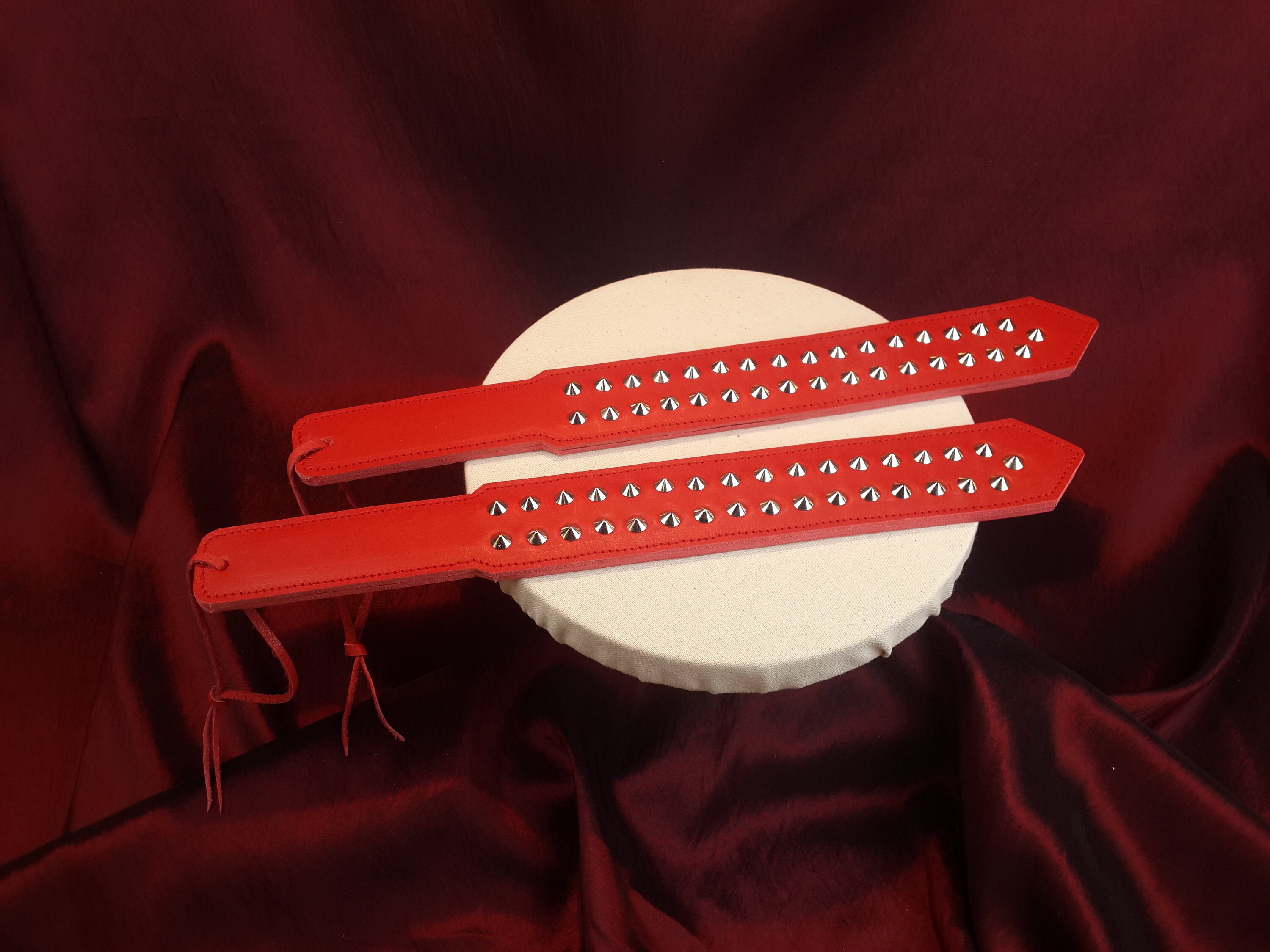 Heavy Red Leather Studded Paddle With Red Stitching - Etsy New Zealand