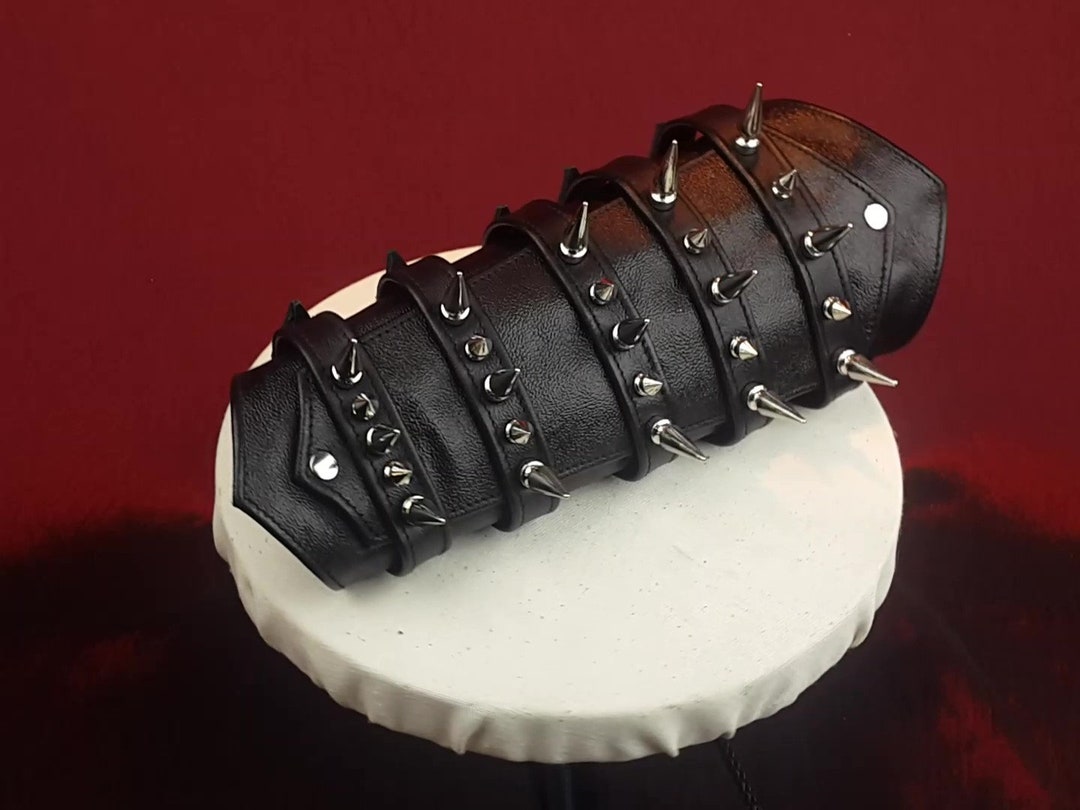 Black Leather Spikey Arm Gauntlet. Arm Bracers. - Etsy