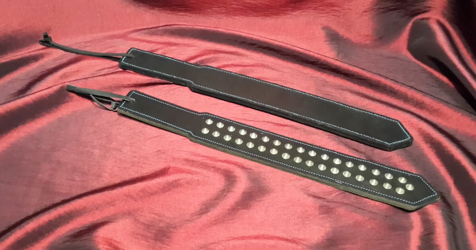 Black Heavy Leather Studded Paddle With Blue or Black Stitching. - Etsy
