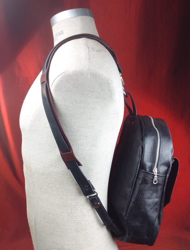 Genuine Leather Mini Backpack With Front Wallet Pouch. | Etsy