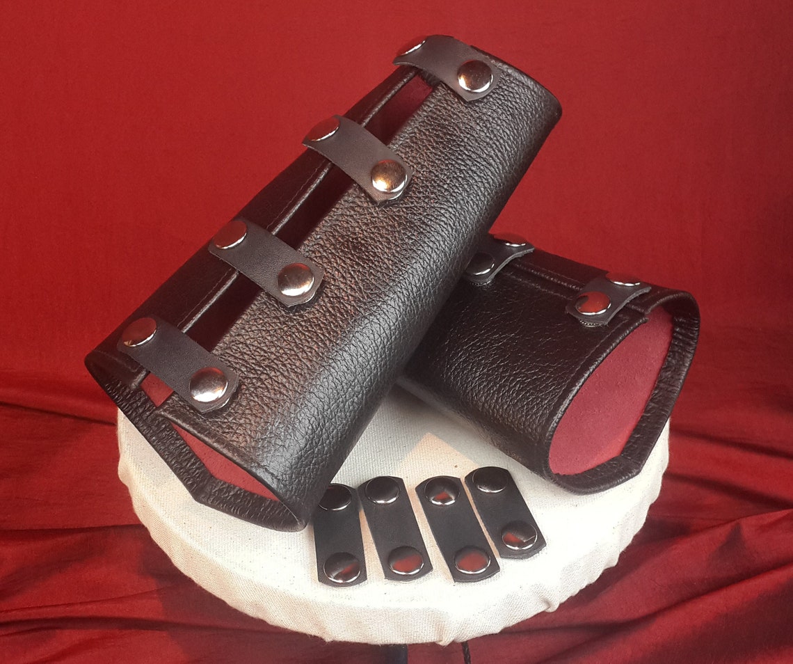 Full Leather Arm Gauntlets Set With Rear Leather Laces or - Etsy