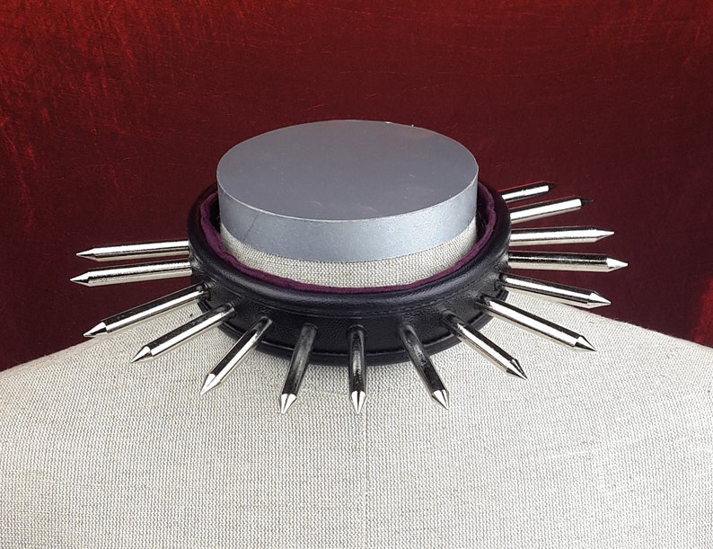 Steel 8mm Spiked Leather Punk Collar - Etsy