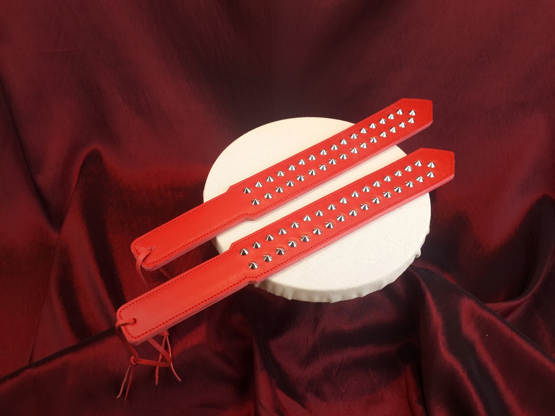 Heavy Red Leather Studded Paddle With Red Stitching - Etsy New Zealand
