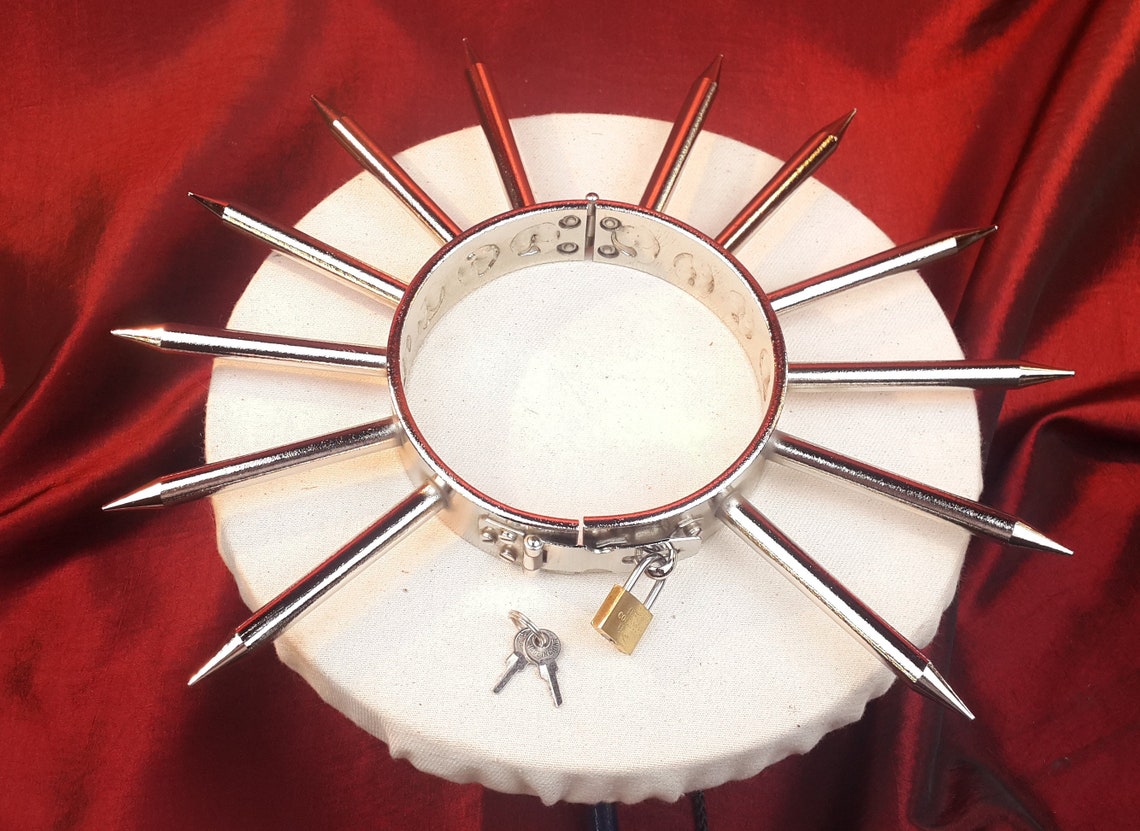 Steel Spiked Collar With 12 Super Long Steel Spikes. - Etsy