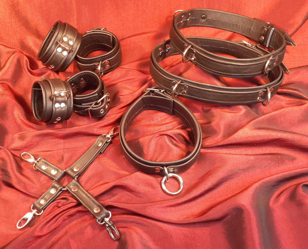 8 Piece Restraint Set With Thigh Cuffs, Wrist & Ankle Cuffs and O Ring ...